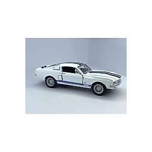 KiNSMART 1967 Ford Shelby Mustang GT500 White 1:38 Scale 5 Inch Die Cast Model Toy Race Car w/Pullback Action