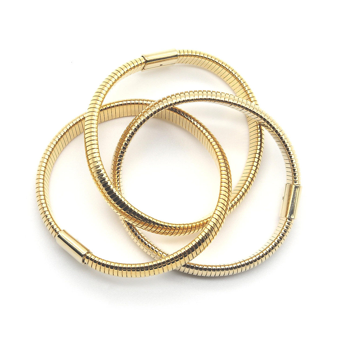 Marshal Metal Fashion Bracelet Omega Stretch Triple Cobra Bracelet (10mm x3) (Gold)