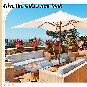 Patelai 12 Pcs Patio Cushion Covers Outdoor Cushion Covers Replacement Outdoor Cushion Slipcovers with Zipper for Outdoor Furniture, Patio Sofa Couch (6 Seat Covers and 6 Back Covers)(Light Gray)