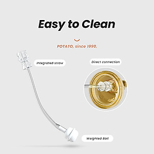 POTATO PPSU Baby Bottle Sippy Cups for Toddlers with Weight Straw Spill Proof, Learner Cup with Handle for Girl, Water Bottle for Baby (10 oz, Blue)