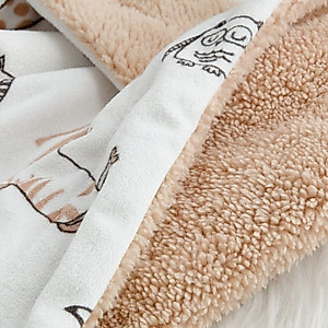 BORITAR Fleece Baby Blanket Reversible Plush for Boy Girls, Heavenly Soft Minky Toddler Blanket with Animals Print Portable Baby Crib Blanket for Newborn and Nursery, Brown 30 x 40 Inch