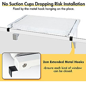 Zoratoo Window Sill Mount Cat Perch for Indoor Cats, One-Step Sliding Adjustment Cat Hammock Window Seat with Removable Two Fabrics Covers, No Suction Cups Cat Beds for Windowsill & Bedside (L)