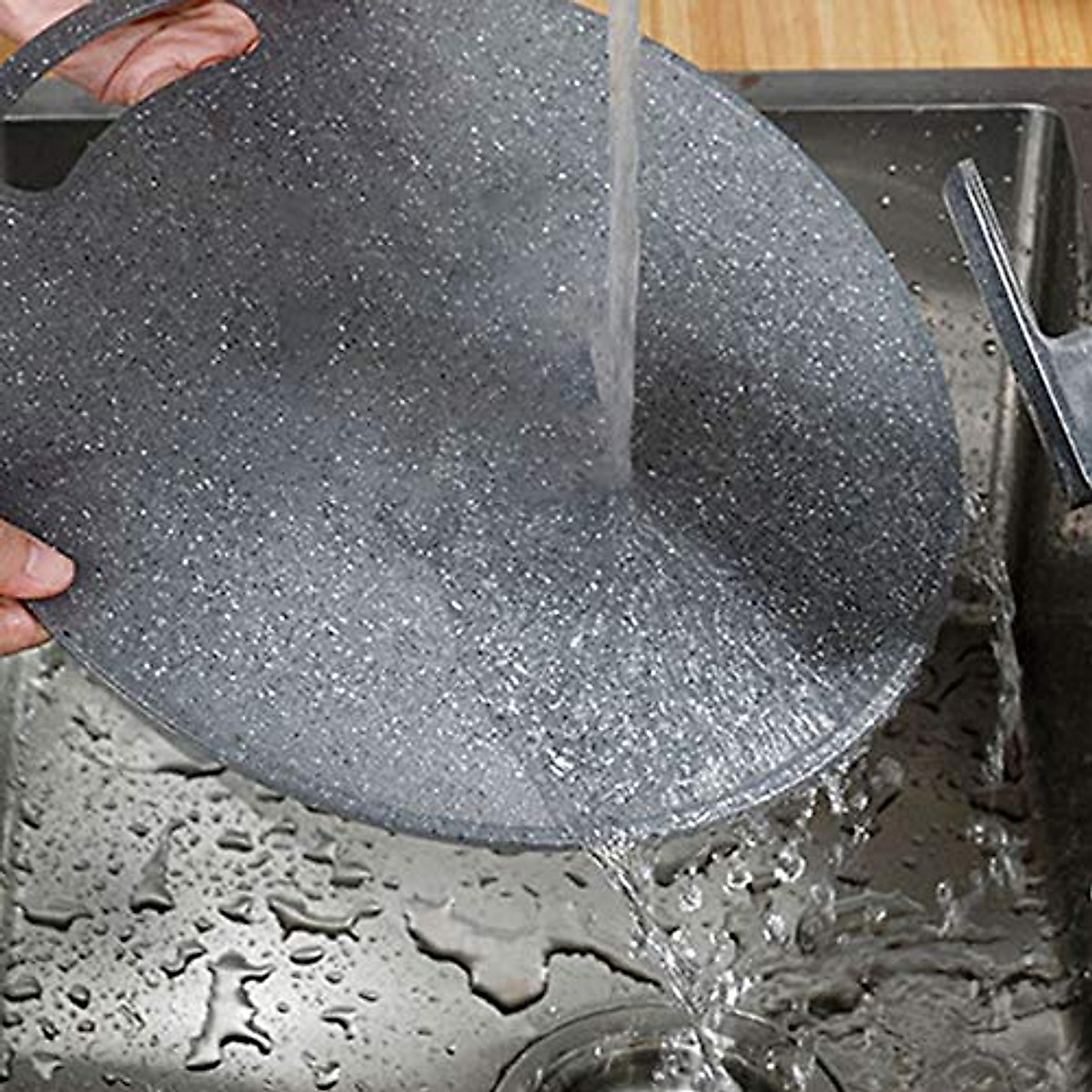 GULRUH Wood Cutting Boards for Kitchen, Chopping Block Imitation Marble Plastic Round Fruit Vegetable Cutting Board