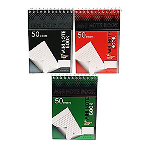 Personal Mini Notebooks, 4x6-Inch, College Ruled, White, 50 Pages per, Pack of 3 Random Colors: Black, Blue, Green, Red from Northland Wholesale. (2-Pack, 6 Mini-Notebooks)
