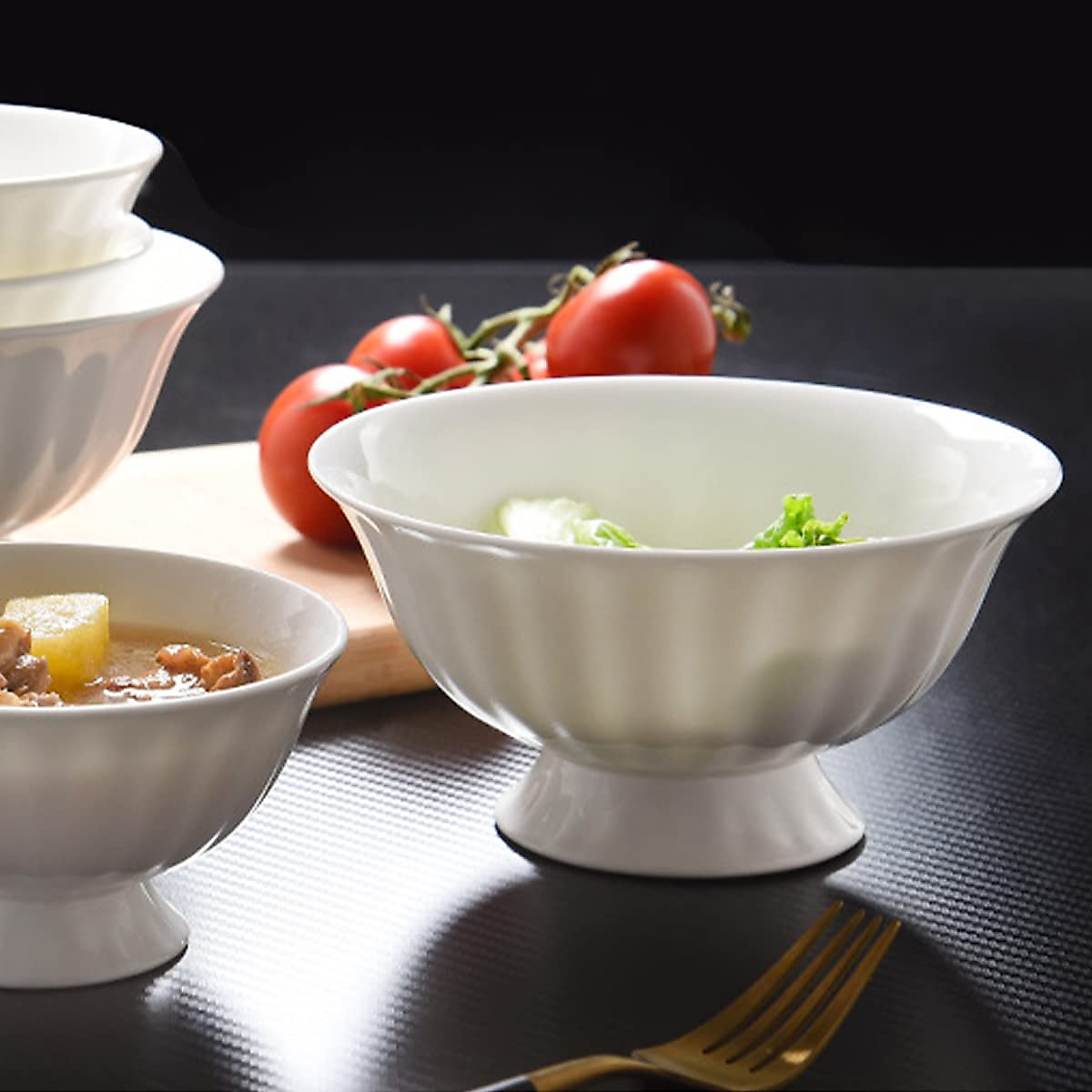 DOERDO Ceramic Footed Bowl Decorative Fruit Holder Dessert Display Stand for Kitchen Counter Centerpiece Table Decor, 6.3"x3.3"