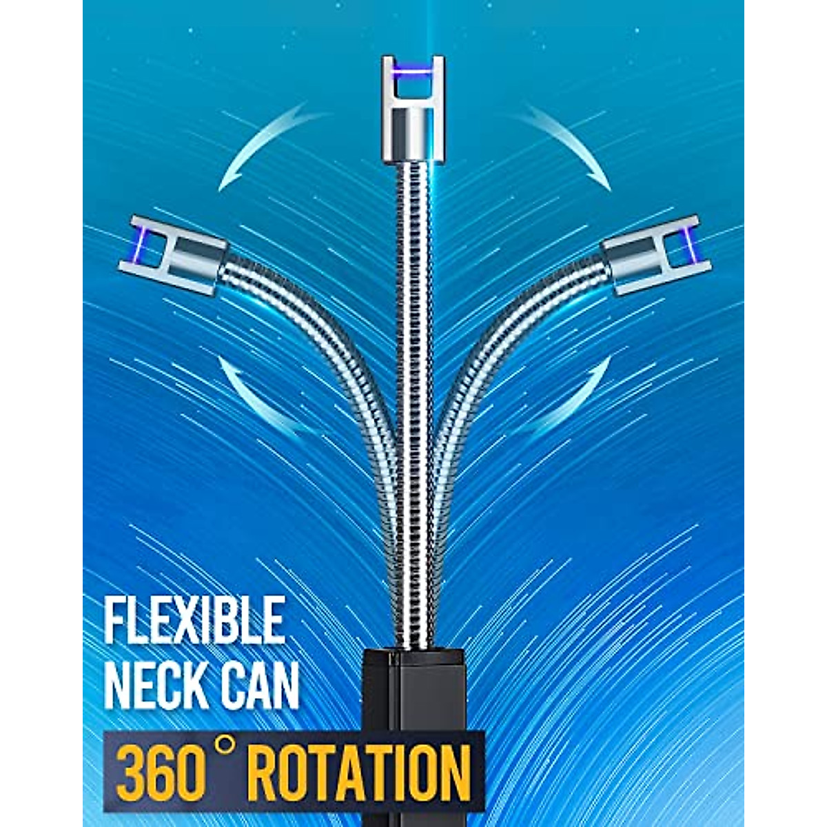 Lighter Electric Candle Lighter Rechargeable - Birthday Gifts for Women Men Upgraded Plasma Arc USB Lighter with LED Display 360° Flexible Neck Flameless Safety Switch Long Lighter for Grill Cooking