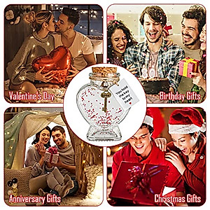You Hold the Key to My Heart Romantic Bottle, Heart Decorative Bottle Gifts for Boyfriend or Girlfriend Valentine's Day Anniversary ，Wish Jar with Tiny Card Present Box Gift for Wife or Husband.