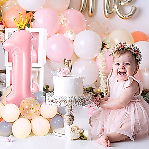 40 Inch Pink Number Balloon 0-9(Zero-Nine) with Crown, Big Size Happy Birthday Balloon, Foil Helium Big Number Balloon for Birthday Party,Wedding, Anniversary (PINK 2)