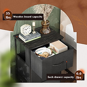 WLIVE Dresser with 3 Drawers, Fabric Nightstand, Organizer Unit, Storage Dresser for Bedroom, Hallway, Entryway, Closets, Sturdy Steel Frame, Wood Top, Easy Pull Handle, Charcoal Black