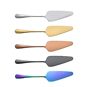 DOITOOL Colorful Pie Cake Server Knife, Wedding Cake Serving Set, Stainless Steel Cake Pie Pastry Servers, Simple Serrated Cake Shovel, Mirror finish& Onside with Fine Serrated