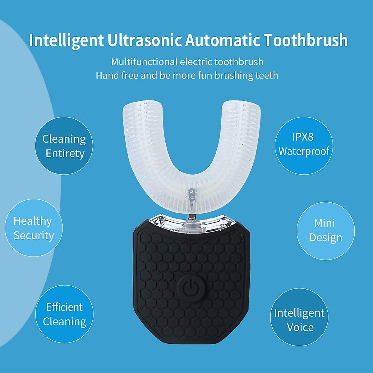 Magentak Automatic Electric Toothbrush for Adults, 360 Degree Electric Toothbrush, Electric Travel U Shape Toothbrush, Black