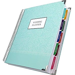 Global Printed Products Wedding Planner 9x11 Hardcover Organizer, Bookmark, Planning Stickers, Business Card Holder, and Pocket Folders