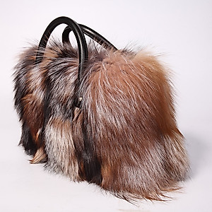 URSFUR Women's Winter Handbag Real Fox Stachel Bag Purse