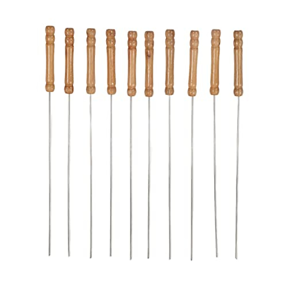 RvSky Garden kit 10pcs Barbecue Skewers Wooden Handle Stainless Steel BBQ Kabob Sticks for Outdoor Barbecue 11.8in