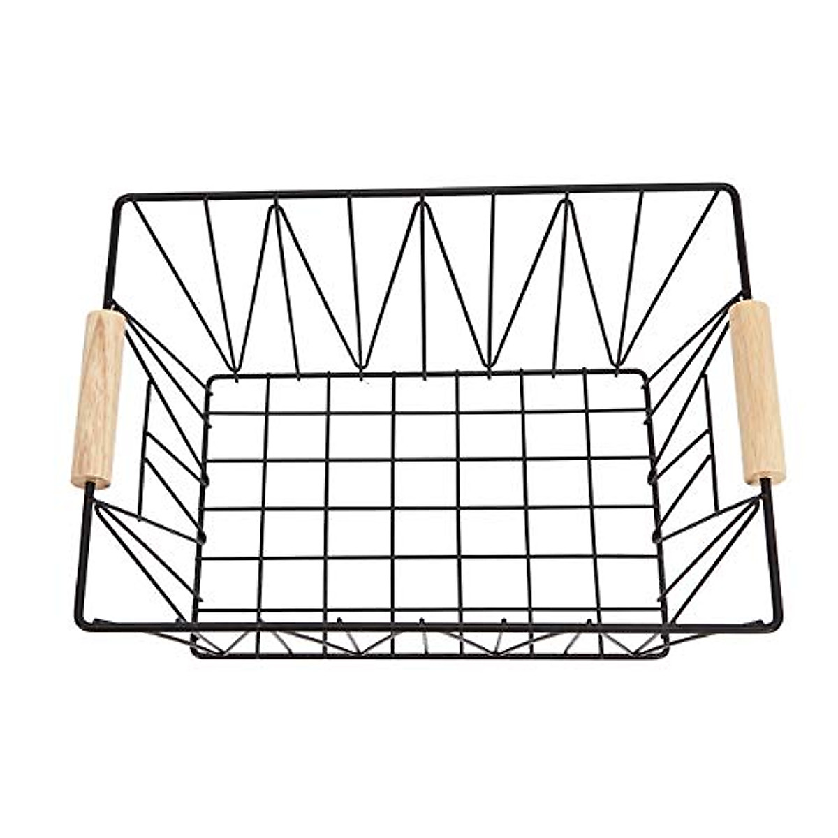Amazon Basics Wire Rectangular Storage Baskets, Large, Set of 3, Black