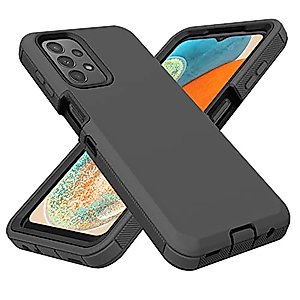 TIOZOLY for Samsung Galaxy A23 5G Case, Heavy Duty Protective Case Dustproof Shockproof Protection 3 in 1 Rugged Cover for Samsung Galaxy A23 5G/4G (Not for UW Version) - Black