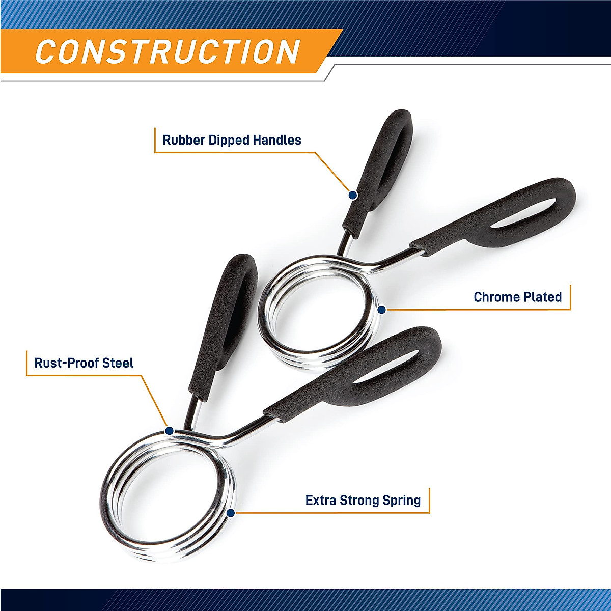 Marcy Fitness Olympic Bar Spring Clip, silver, 2 inch US