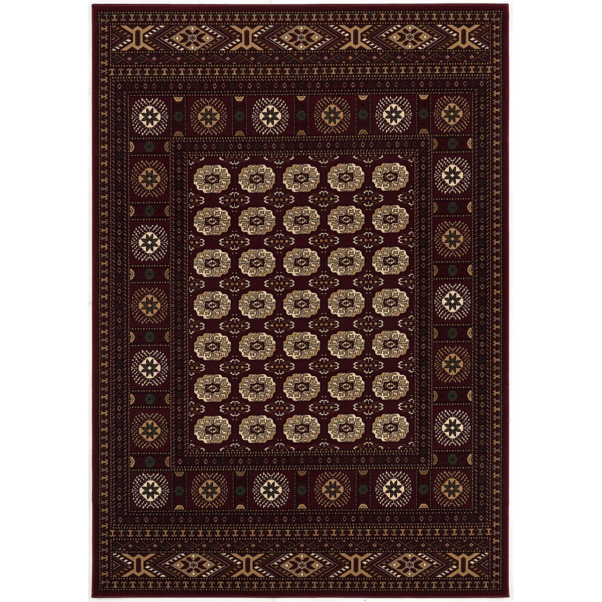 RUG BRANCH Majestic Afghan Persian Chobi Red Beige Indoor Area Rug for Living Room, Bedroom, Dining Room, and Kitchen - 8' x 11' (Exact Size: 7'9" X 10'8")