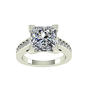 DALOZA 1.90 CT 925 Solitaire With Accents Engagement Wedding Princess Cut Moissanite Ring (3.25)