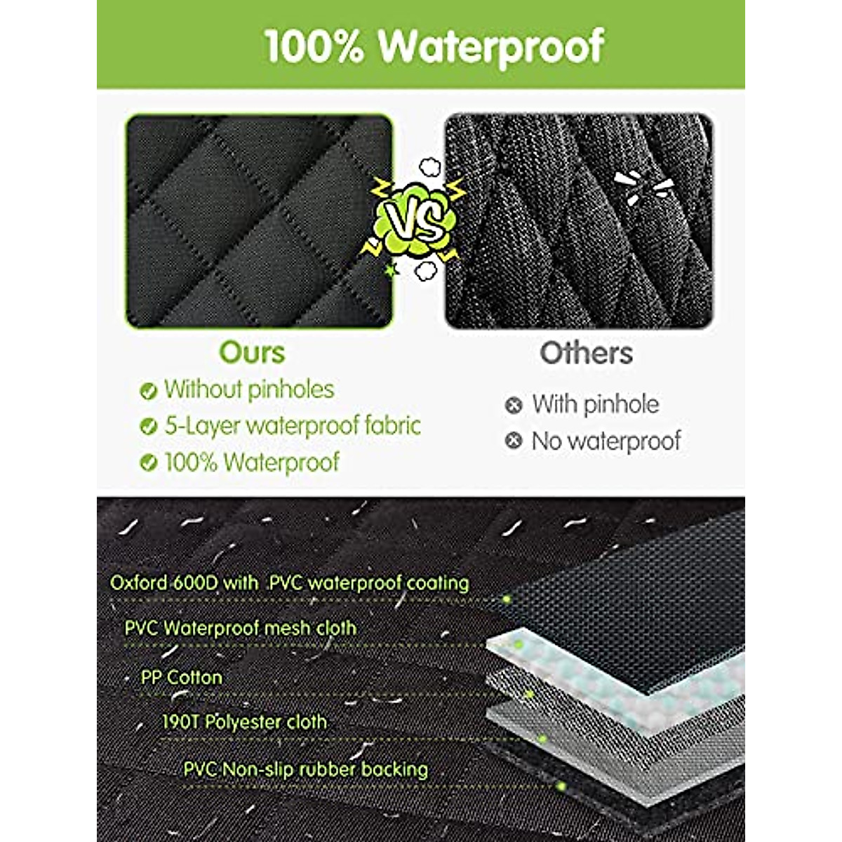 nzonpet 4-in-1 Dog Car Seat Cover, 100% Waterproof Scratchproof Dog Hammock with Big Mesh Window, Durable Nonslip Dog Seat Cover, Pets Dog Back Seat Cover Protector for Cars Trucks SUVs - Green