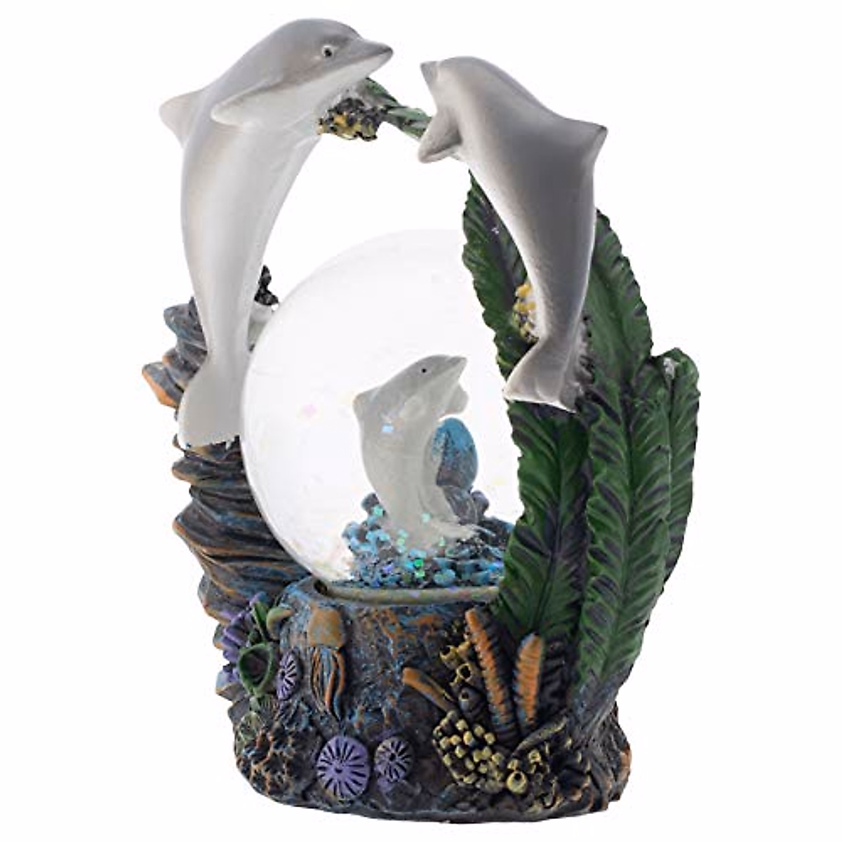 Elanze Designs Coral Reef Dolphin Family Figurine 45MM Glitter Snow Globe Decoration