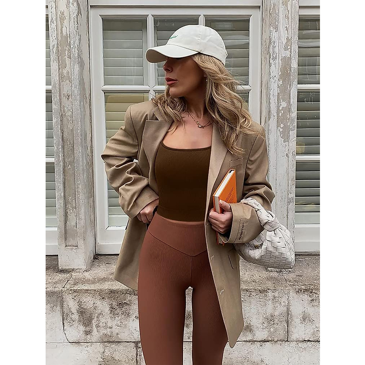 OQQ Women's 3 Piece Tank Tops Ribbed Seamless Workout Exercise Shirts 2025 Summer Basic Camis Coffee Lavender Beige