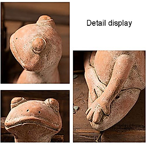 OwMell Meditation Zen Frog Statue, Original Cement Yoga Frog Figurine for Outdoor Garden Yard Decoration 5 Inches