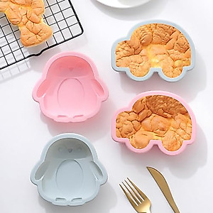 Stareal 4 Packs Layer Cake Pans, Silicone Pancake Molds, 4 Inch Novetly Cake Molds, Quick Release Layer Rainbow Baking Cake Pan for Wedding Birthday Christmas (Lobster)