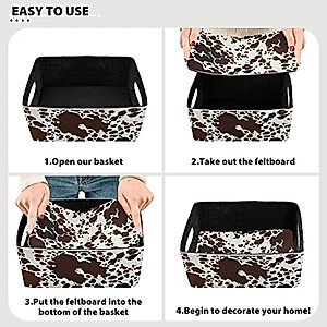 xigua Cow Print Storage Bins Set of 2,Collapsible Storage Cube Home Decor Storage Baskets Organizer for Toys Books Shelves Closet Laundry Nursery