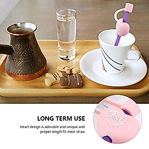 UPKOCH Reusable Drinking Straw Tip Plugs 4pcs Silicone Heart with Wings Straw Tips Cover Anti- Airtight Seal Proof Straw Caps Durable Straw Plug