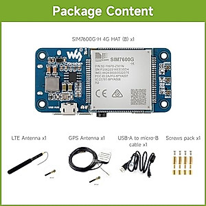 Waveshare SIM7600G-H 4G HAT (B) for Raspberry Pi Supports LTE Cat-4 4G/3G/2G GNSS Positioning Global Band