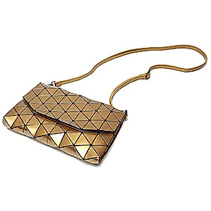 Time Pawnshop Women's Reflective Crossbody Purse Geometric Daily and Party Lattice Handbag Gold