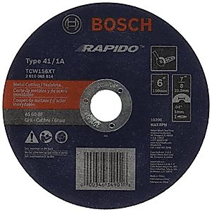 Bosch TCW1S6XT 6 In. .040 In. 7/8 In. Arbor Type 1A (ISO 41) 60 Grit Rapido Fast Metal/Stainless Cutting Abrasive Wheel