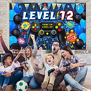 Vlipoeasn 12th Birthday Decorations for Boys 12th Video Game Birthday Decorations 12 Birthday Video Game Backdrop 12 Birthday Backdrop for Boys