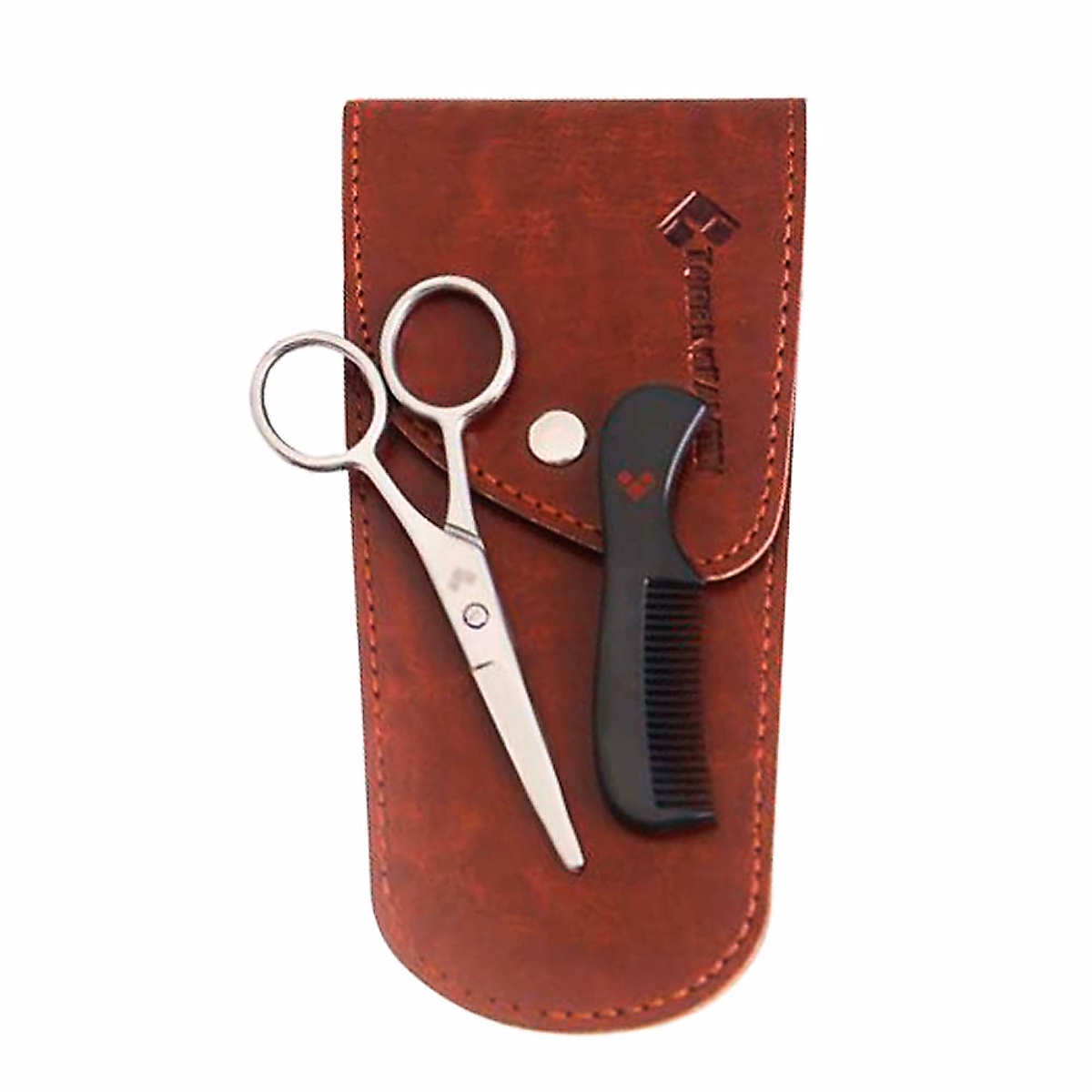 Beard Scissors Small and Comb with Case - Kit for Men Gift Set - for Trimming, Grooming, Cutting Mustache, Beards- by TorbinsFamily