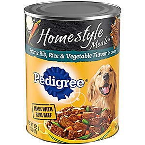 PEDIGREE Homestyle Meals Adult Canned Soft Wet Meaty Dog Food Prime Rib, Rice and Vegetable Flavor, (12) 13.2 oz. Cans
