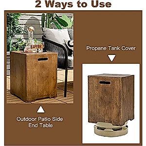 Renatone Fire Table Set, 50,000 BTU Rectangular Outdoor Propane Fire Pits w/ 16" Tank Cover Box, Waterproof Cover, CSA Certified for Patio, Balcony, Deck, Garden