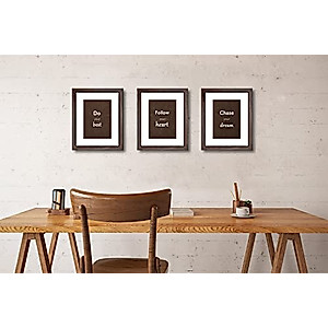 DEKWINN 8x10 Picture Frame Set of 3 with Real Glass for Pictures 5x7 with Mat or 8x10 Without Mat, Wall Mounting or Tabletop display Photo Frames in Walnut