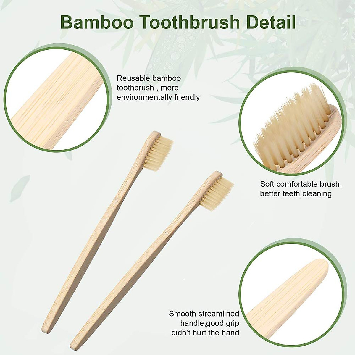Unigift 12 Pcs Bamboo Toothbrushes, Biodegradable Charcoal Tooth Brush Natural Eco-Friendly Toothbrushes with Soft Bristles(Multi-color)