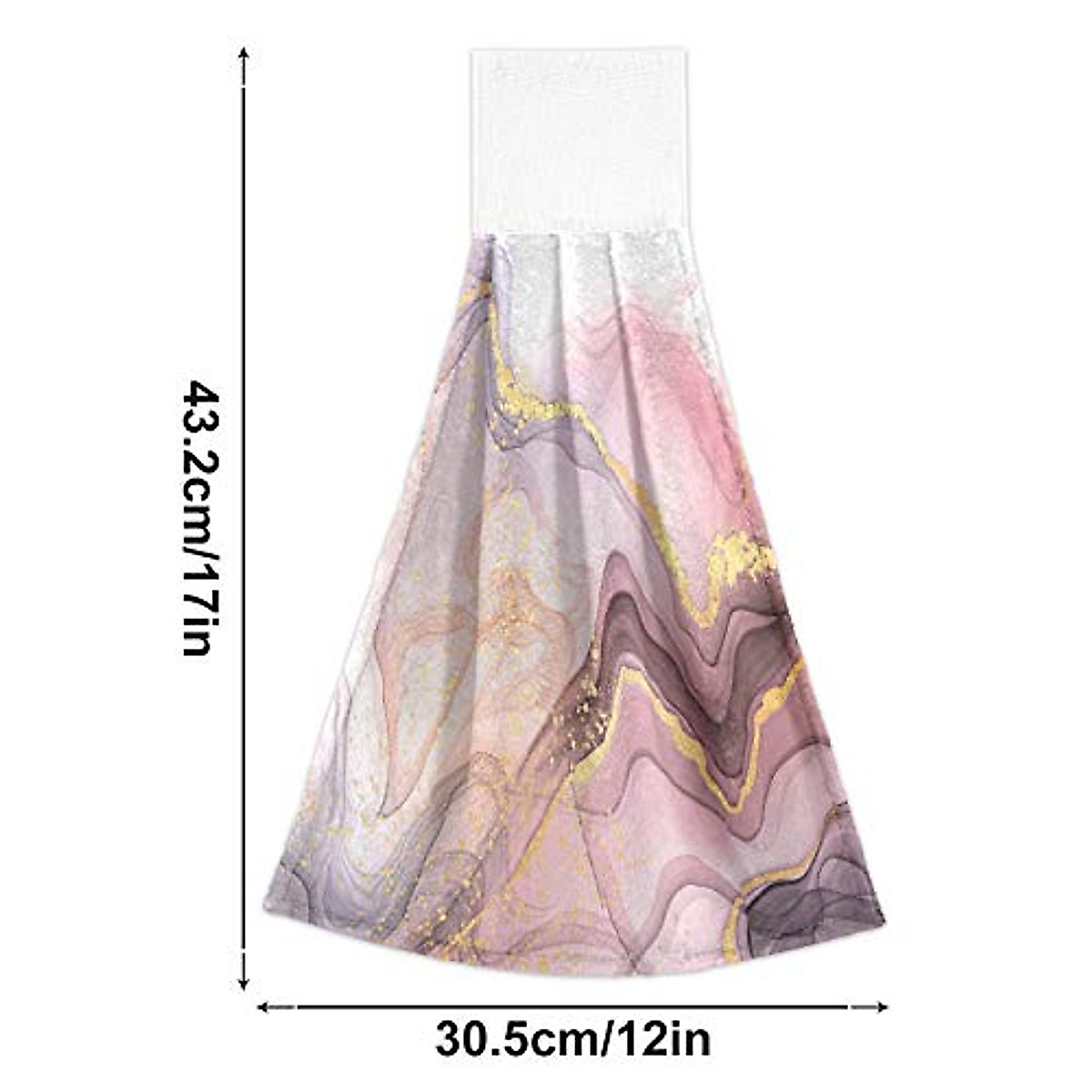 Oyihfvs Rose Gold Pink Marble Texture Ink Abstract Art 2 Pcs Hanging Kitchen Hand Towels, Hanging Tie Towels with Hook & Loop Dishcloths Sets, Decorative Absorbent Tea Bar Bath Hand Towel