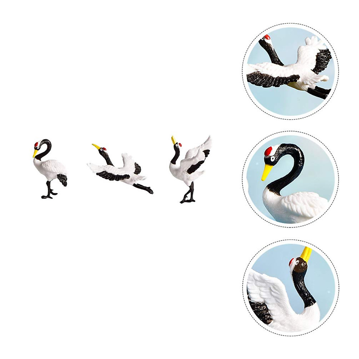 Hemoton 3pcs Miniature Crane Statue Fairy Garden Crane Sculptures Resin Chinese Bird Red Crowned Crane Figurines Ornament for Fish Tank Bonsai Landscape Garden Decoration