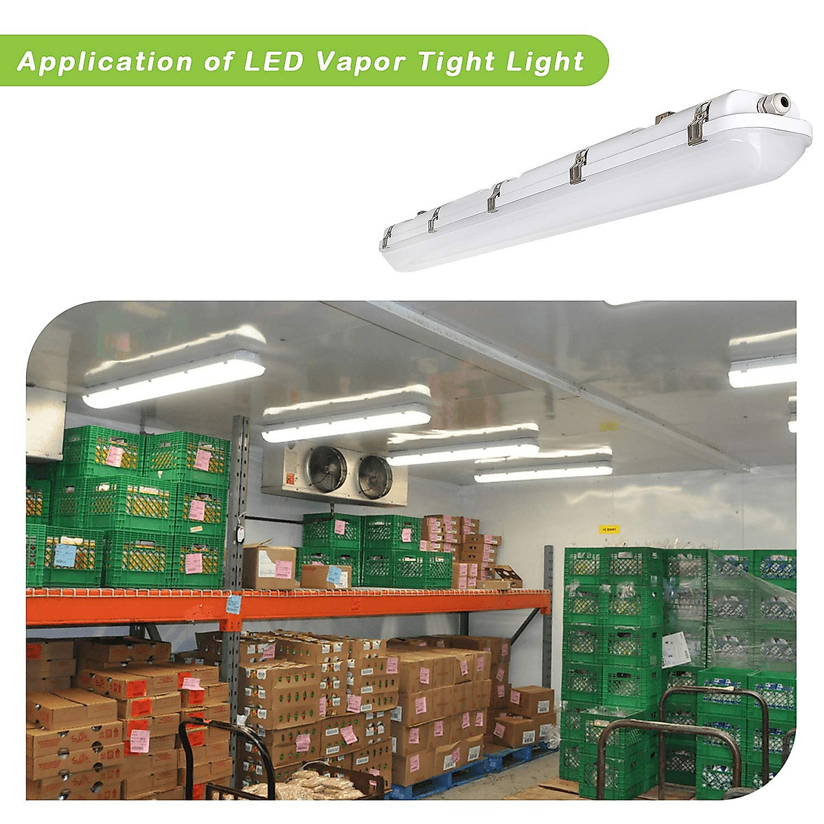 hykolity 4 FT LED Vapor Tight Light, 40/50/60W Vapor Light Fixture, 4000K/5000K/6000K CCT Selectable, [2-lamp F32T8 Equiv.] 130lm/W, Waterproof Shop Light for Parking Carport Car Wash, 1 Pack