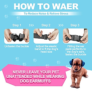 PROHEAR Dog Ear Muffs Hearing Protection for Dogs, NRR 28dB Noise Cancelling Headphones, Easy to Adjust Dog Hearing Protection Earmuffs for Thunder, Hunting, Tourism, Cars, Racing, (S, Blue)