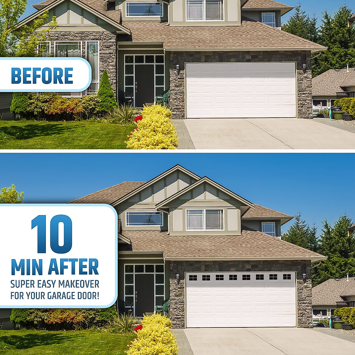 Strong & Glossy Magnetic Garage Door Windows - Looks Like Real Window Panels/Faux Panes - Decorative Hardware Kit - Easy to Align & Will Never Fall (Upgraded Magnets) | Fits 2 Car Garage | 32pcs 4"X6