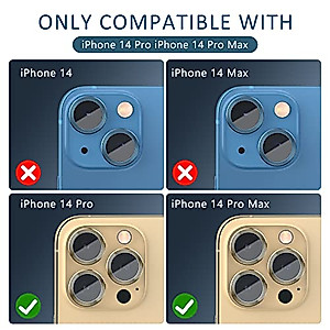 ENEGOLD Benks Camera Lens Protector for iPhone 14/14 Plus/14 Pro/14 Pro Max 6.1/6.7, 9H Anti-Scratch, HD Camera Lens Protector Cover with Installation, with Cleaning Kit (pro/pro max gold)