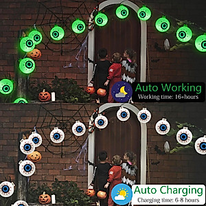 Halloween Decorations Solar Eyeball String Lights Outdoor, Solar Halloween Lights with 30 LED Scary Green Eyeballs, Waterproof Solar Halloween String Lights for Garden Tree Patio Yard Party Decor