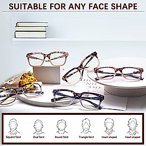 MAEOWN 5 Pack Reading Glasses Blue Light Blocking Fashion Ladies Readers, Computer Square Eyeglasses for Women, with Spring Hinges (5 Pack Mix Color, 1.25, multiplier_x)