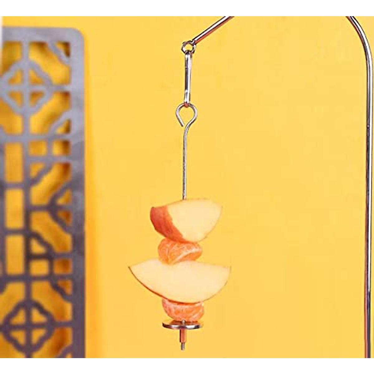 Pet Bird Food Fork Stainless Steel Hanging Bird Treat Feeders Bird Treat Skewer Parrot Foraging Toy for Parrots Cockatoo Cockatiel