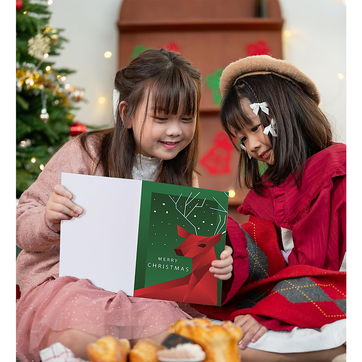 HSHFAMIIY Christmas Cards, Stocking Stuffers for Adults, 24 Pcs Christmas Cards with Envelopes & Stickers,4 x 6 Inch,Blank Holiday Greeting Card Set,Christmas Gift Baskets,Christmas Gift Bags