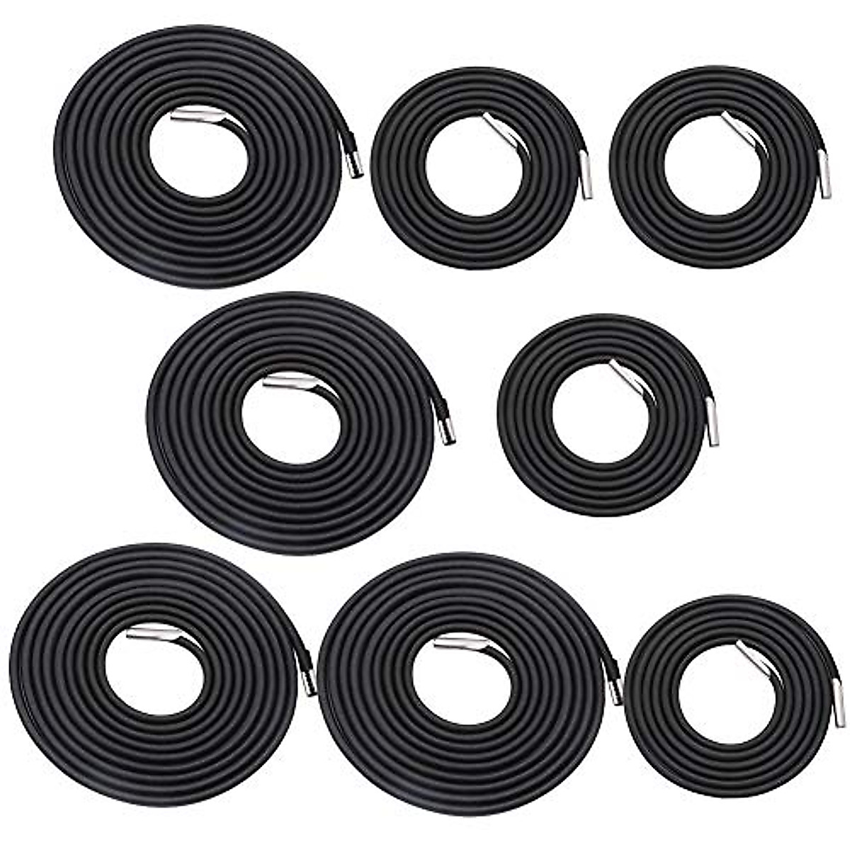 Gloaso Universal Replacement Cords for Zero Gravity Chair 8 Pack, Antigravity Chair Replacement Elastic Laces Lawn Chair Patio Lounge Recliner Chair Repair Oxford Stretch Kit (Black, 4 Long+ 4 Short)